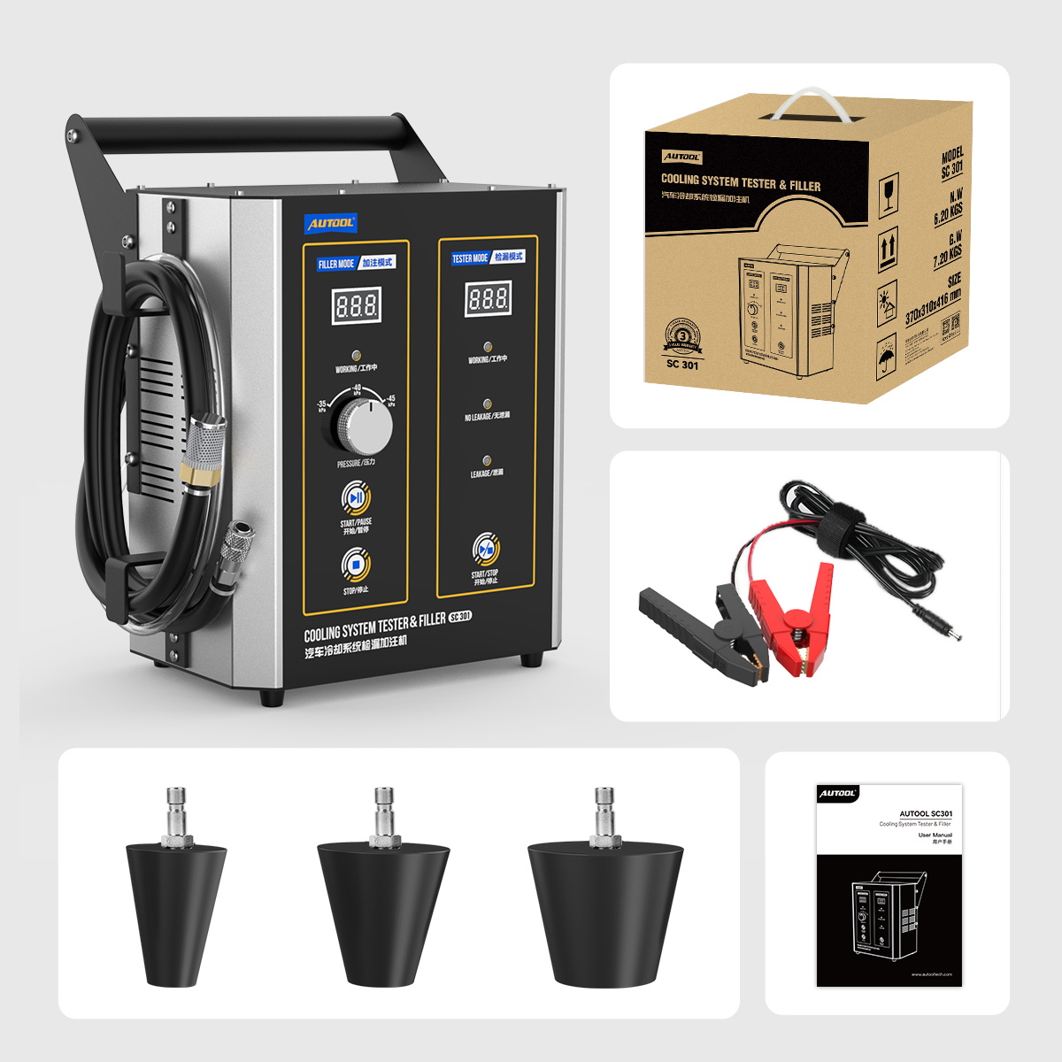 SC301 Automotive Coolant Leak Detector and Filler