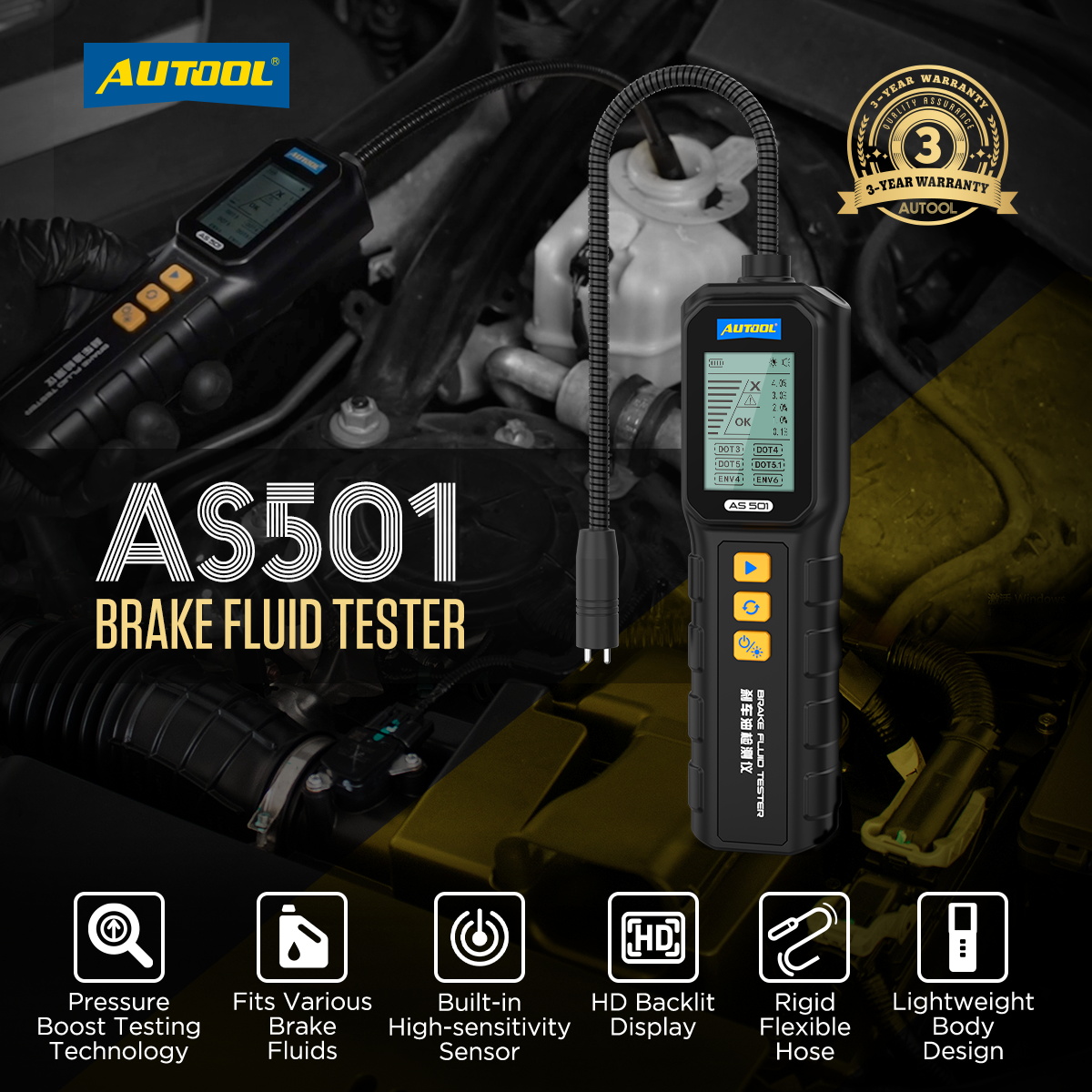 AUTOOL New Product Release | AS501 MINI Brake Fluid Tester